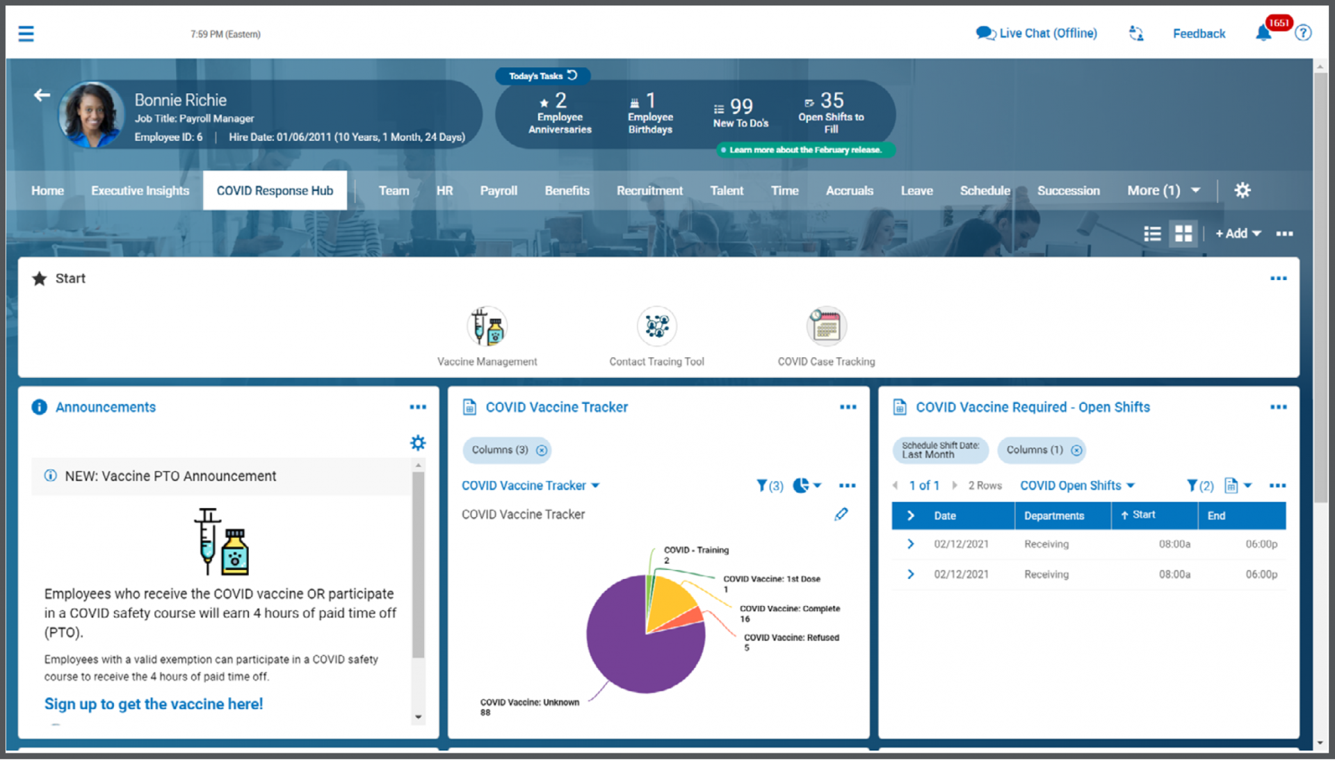 OnePoint Launches Employee Covid-19 Vaccine Tracking | OnePoint HCM
