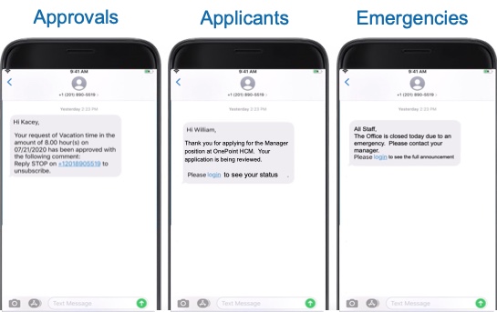 OnePoint Adds SMS Text Notifications and Alerts | OnePoint HCM